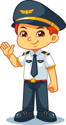 Cartoon happy young pilot standing Royalty Free Vector Image