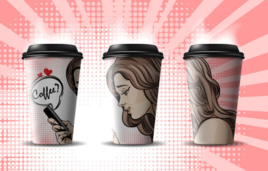 Disposable coffee cup design with different Vector Image