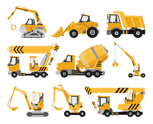 Tractor and other vehicles used in construction Vector Image