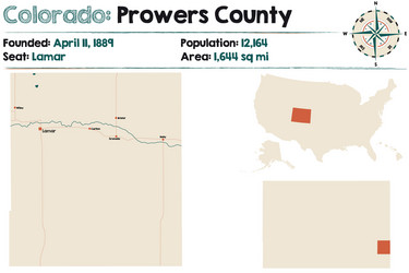 Map of prowers county in colorado Royalty Free Vector Image