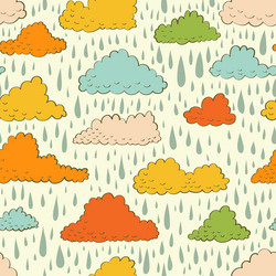Seamless pattern with clouds and rain Royalty Free Vector
