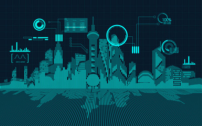 Abstract futuristic background digital building Vector Image