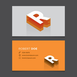 Business card template letter r Royalty Free Vector Image