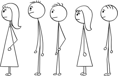 Cartoon of line people waiting in queue Royalty Free Vector