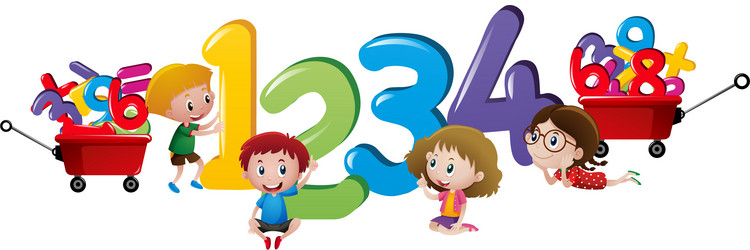 Three children and numbers Royalty Free Vector Image