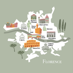 Florence poster with landmarks icons cartoon Vector Image