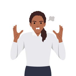 Young woman get angry and scream Royalty Free Vector Image
