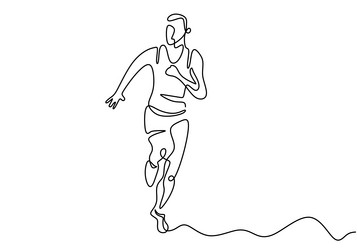 Continuous line drawing of runner man people run Vector Image