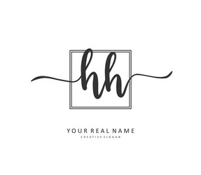 H hh initial letter handwriting and signature Vector Image