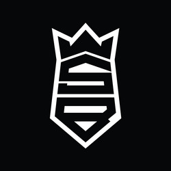 Sb letter logo monogram hexagon shield shape up Vector Image