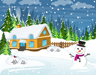 Suburban house covered snow Royalty Free Vector Image
