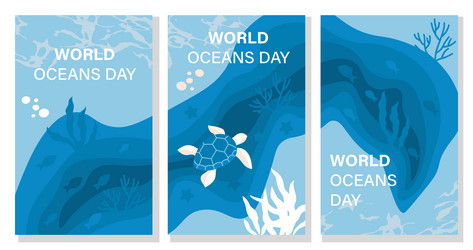 World oceans day posters set Royalty Free Vector Image
