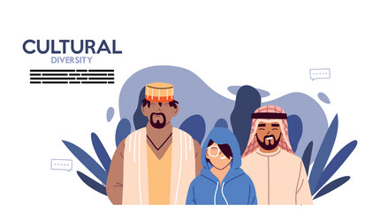 Men cartoons cultural diversity with leaves Vector Image