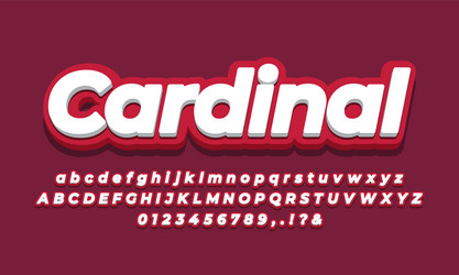 Red bold 3d font effect or text styles alphabet Vector Image