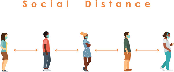 Social distance full length cartoon sick Vector Image