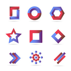 Blue red star logo icon set Royalty Free Vector Image