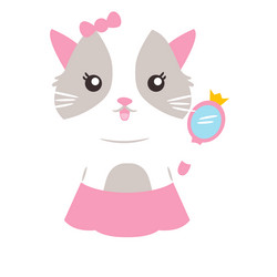 Cat looking mirror conceited kitten look on Vector Image