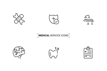 Clean modern clinical service icon set Royalty Free Vector