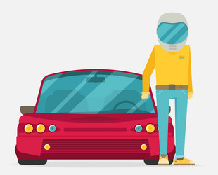 Car front view pilot person character portrait Vector Image