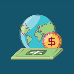 Money and earth planet Royalty Free Vector Image