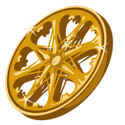 Gold car wheels with racing tires Royalty Free Vector Image