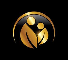 Golden simple people logo icon Royalty Free Vector Image