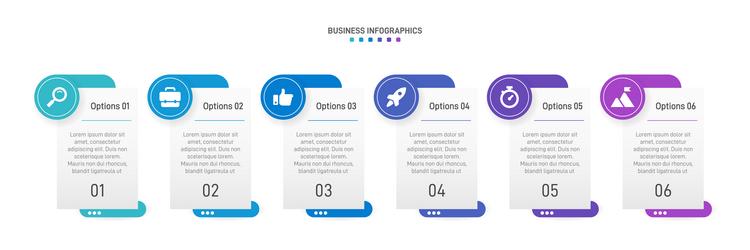 Horizontal progress bar featuring 6 arrow-shaped Vector Image