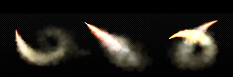 Realistic smoke and fire trails set Royalty Free Vector