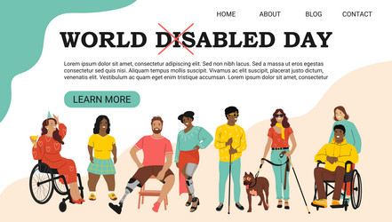 World disabled day landing page Royalty Free Vector Image