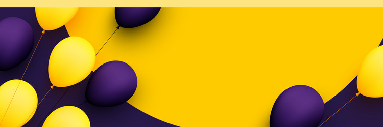 Yellow and violet balloons with threads on dark Vector Image