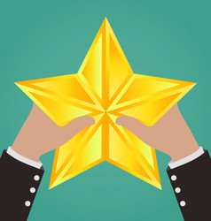 Businessman hands giving gold star Royalty Free Vector Image