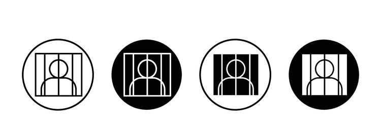 Criminal behind bars icon set prison jail cell Vector Image