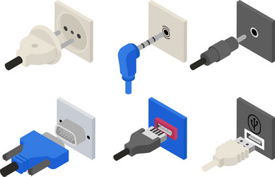 Plugs icons isometric 3d icons isometric Vector Image