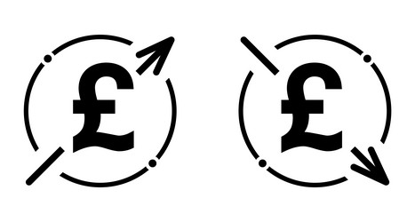 Set of cost symbol pound increase and decrease Vector Image