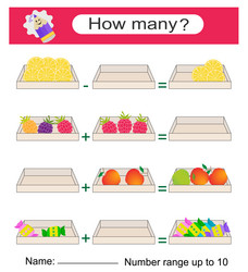 Math Game For Kids Preschool Worksheet Activity Vector Image