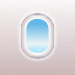 Transparent airplane window front view on white Vector Image