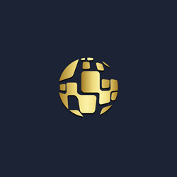 Round globe technology gold logo Royalty Free Vector Image