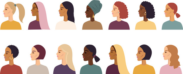Card with women different nationalities border Vector Image