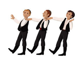 Young dancers are dancing jewish national dance Vector Image