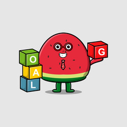 Cute cartoon mangosteen businessman stack goal box