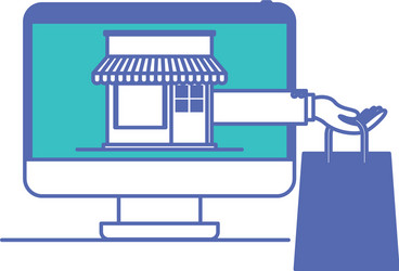 Desktop computer front view with gift boxes Vector Image