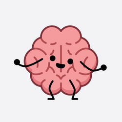 Brain character with cute face and simple body Vector Image