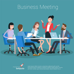 Cartoon team coworking process flat Royalty Free Vector