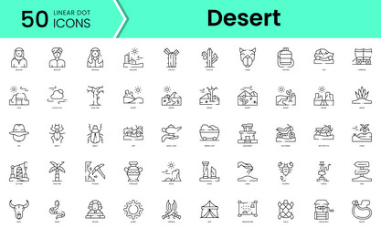 Set of desert icons line art style bundle Vector Image
