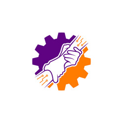 Tech helping hand concept logo Royalty Free Vector Image