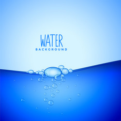 Blue water background with bubbles floating Vector Image