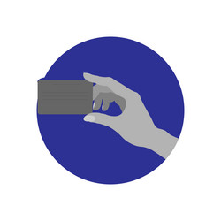 Logo hand holding card design Royalty Free Vector Image