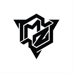 Mz logo monogram hexagon shape with triangle Vector Image