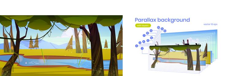 Parallax background with spring forest glade Vector Image