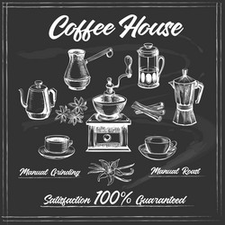 Cafe chalkboard poster with coffee cup Royalty Free Vector